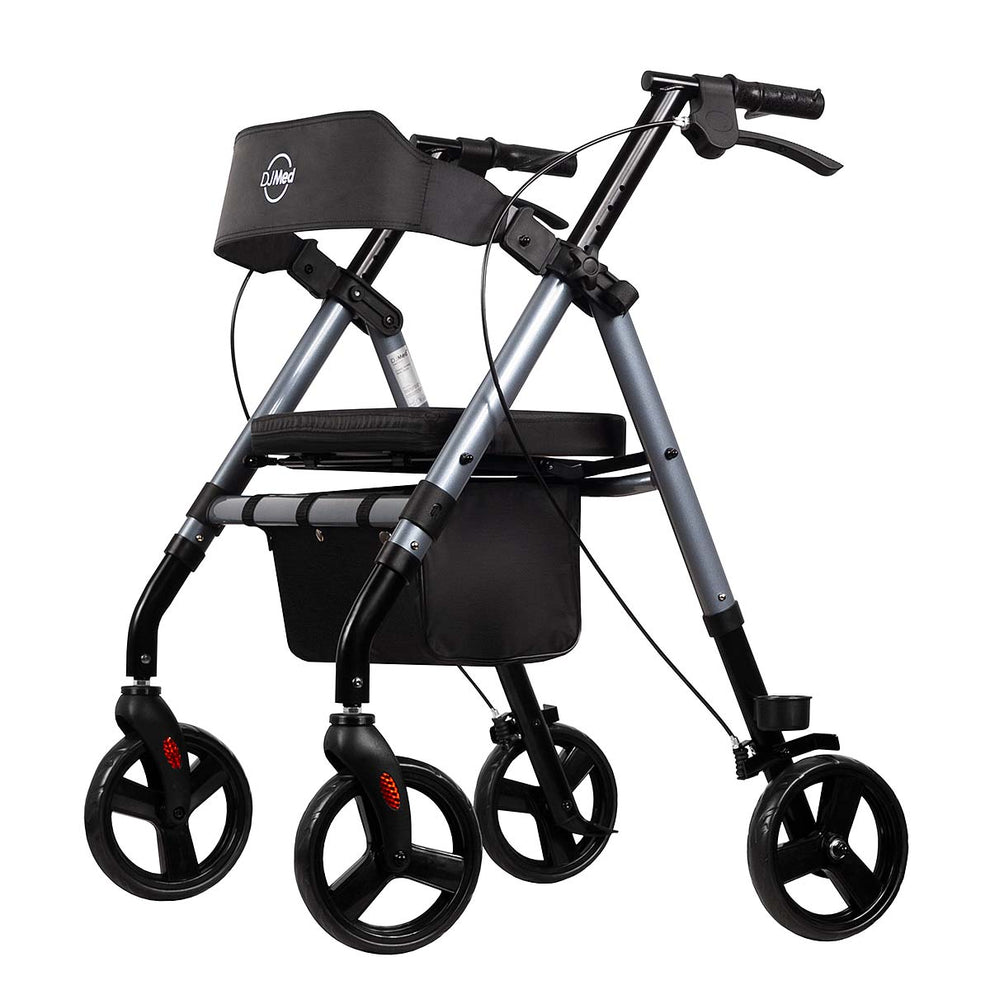 Rollator Mobility Walker with Seat and Padded Backrest – Health Wholesale